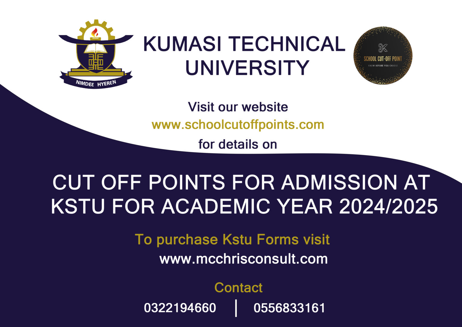KUMASI TECHNICAL UNIVERSITY CUT OFF POINTS FOR THE 2023/2024 ACADEMIC YEAR